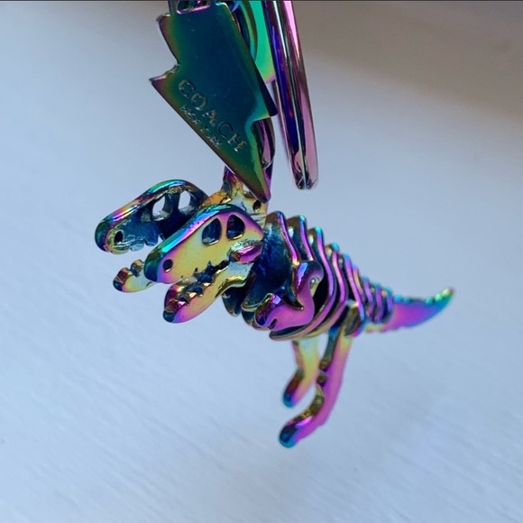 Coach | Accessories | Coach Dinosaur Oil Slick Rainbow Keychain | Poshmark